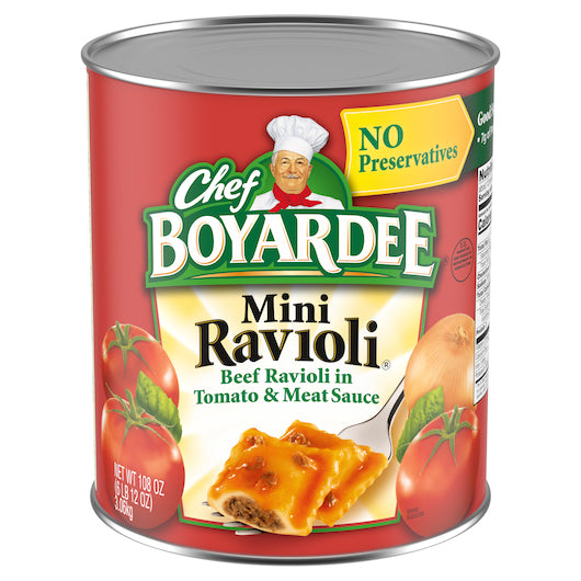 Chef Boyardee Miniature Ravioli With Tomato & Meat Sauce-108 oz.-6/Case MPN# 6414481150 – Round ...