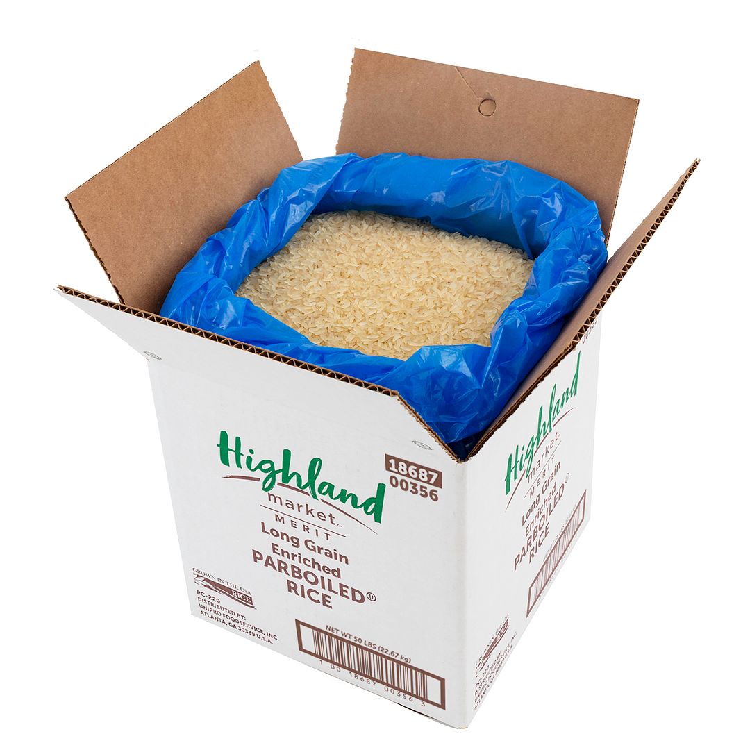 Highland Market Merit Parboiled-White Rice-Long Grain-Enriched-50 lbs ...