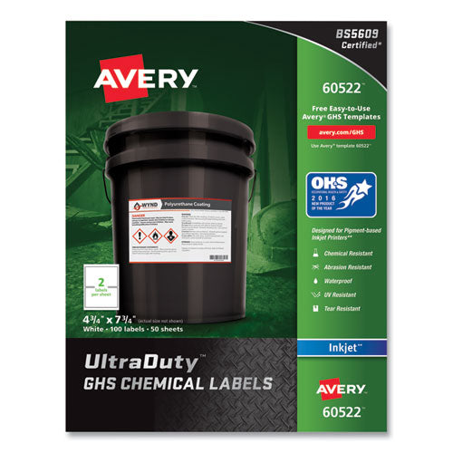 Avery® Ultraduty Ghs Chemical Waterproof And Uv Resistant Labels, 4.75 ...