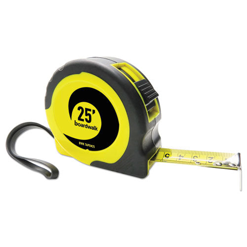 Boardwalk® Easy Grip Tape Measure, 25 Ft, Plastic Case, Black And ...