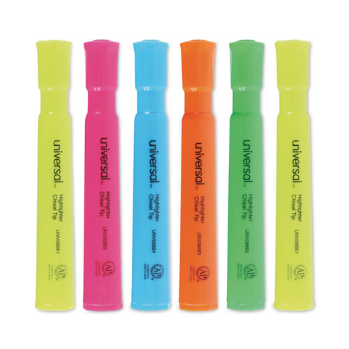 Universal™ Desk Highlighters, Assorted Ink Colors, Chisel Tip, Assorted ...