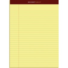 TOPS™ Docket Gold Ruled Perforated Pads, Wide/legal Rule, 50 Canary ...