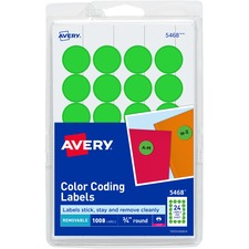 Avery® Printable Self-adhesive Removable Color-coding Labels, 0.75" Dia ...