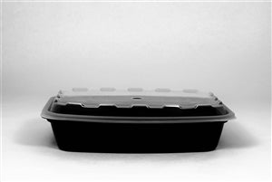 Cubeware 28 oz. Rectangular Container Black Base With Clear Lid-150 Set ...