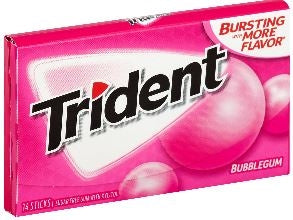 Trident Sugar Free Bubble Gum-14 Count-12/Box-12/Case MPN ...