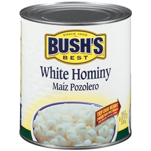 Bush's Best Best White Hominy-108 oz.-6/Case MPN# 01728 – Round Eye Supply