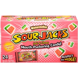 Sour Jacks Candy Watermelon Soft & Chewy Gummy Candy-2 oz.-24/Box-6 ...