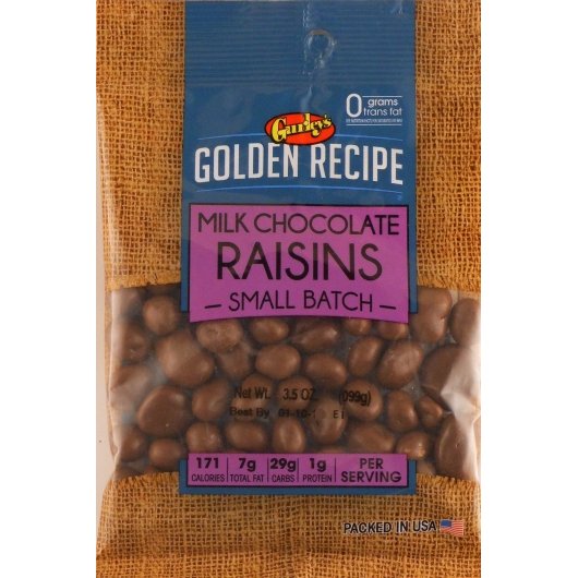 Golden Recipe Chocolate Raisins-3.5 oz.-8/Case | Gurley's Foods – Round ...