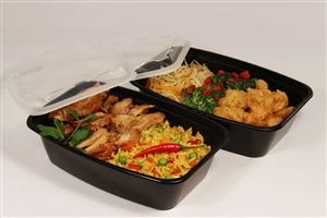 Cubeware 38 oz. Rectangular Container Black Base With Clear Lid-150 Set ...