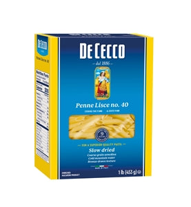 De Cecco No. 40 Penne Lisce-1 lb.-12/Case MPN# VSS0040 – Round Eye Supply