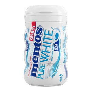 Mentos Sugar Free Pure Fresh Gum Pure White Curvy Bottle-50 Piece-4/Box ...