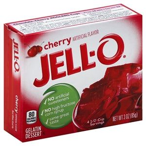 Jell-O Cherry Flavored Gelatin Mix-3 oz.-24/Case MPN# 00043000200735 ...