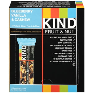 Kind Healthy Snacks Bar Blueberry Vanilla Cashew Bar 1.4 oz. Bar- 12 ...