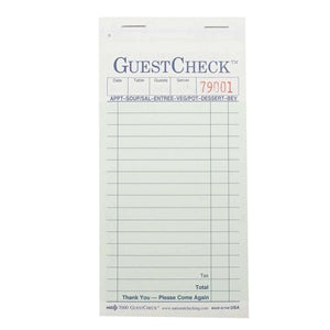 National Checking Company 2 Part 17 Line Board Green Guest Check-2500 ...