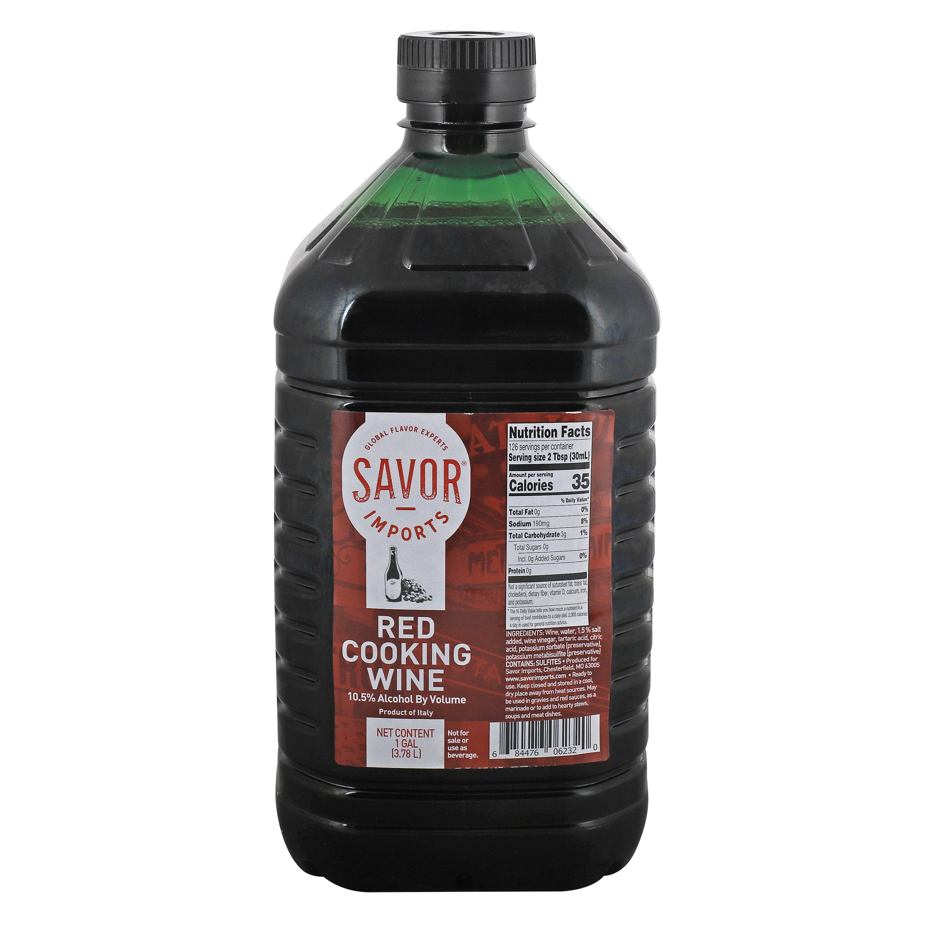 Savor Imports Dry Red Genuine Italian 10.5/12 Alcohol Cooking Wine-1 ...