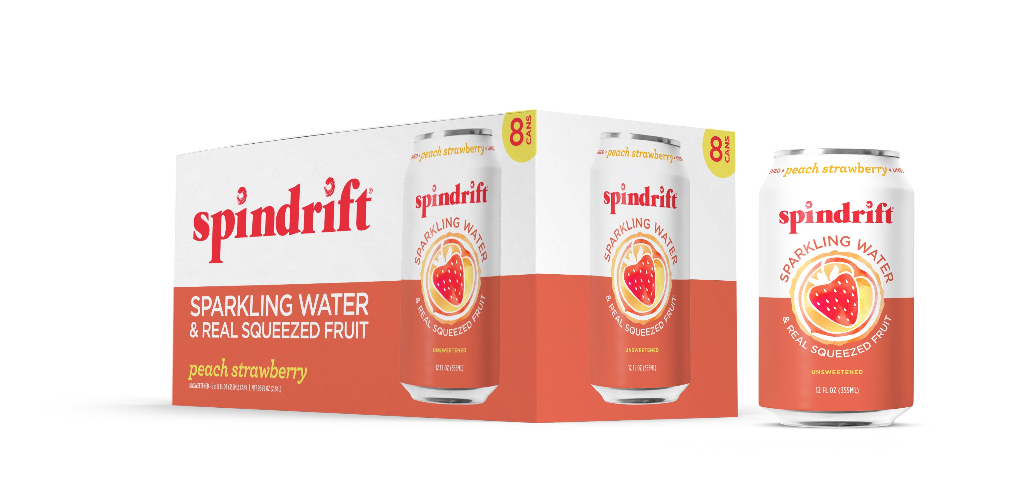 Spindrift Peach Strawberry Sparkling Water-12 fl. oz.-8/Box-3/Case MPN ...