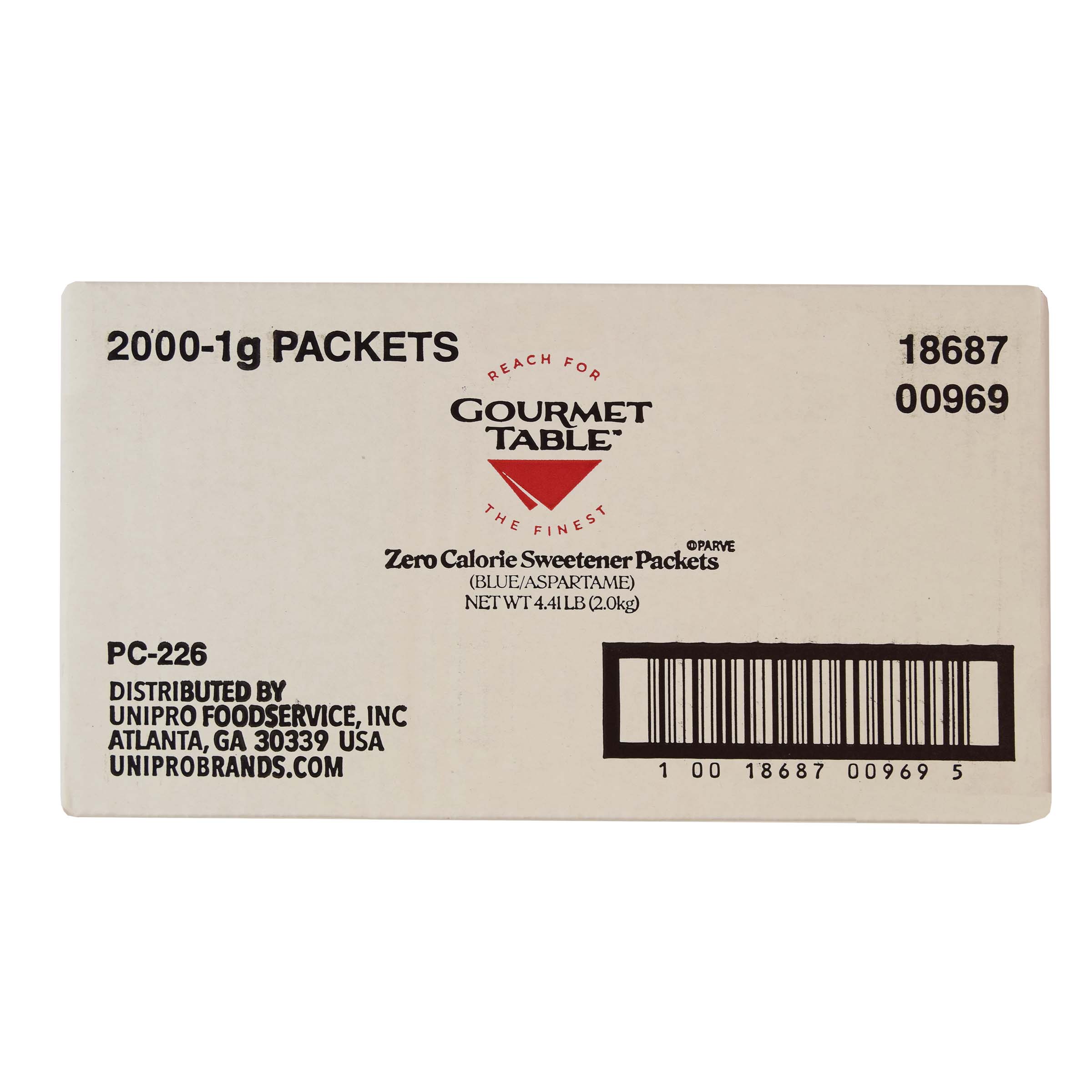 Gourmet Table Blue Aspartame Packets-1 Gram-2000/Case MPN# 83802 ...