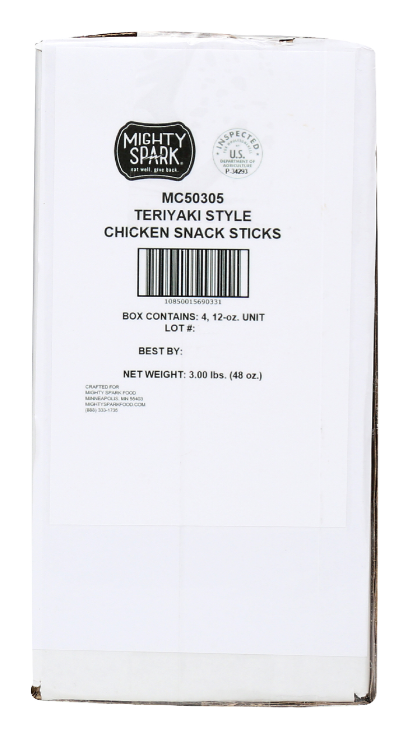Mighty Spark Food Co Teriyaki Chicken Snack Sticks-1 oz. Stick-48/Case ...