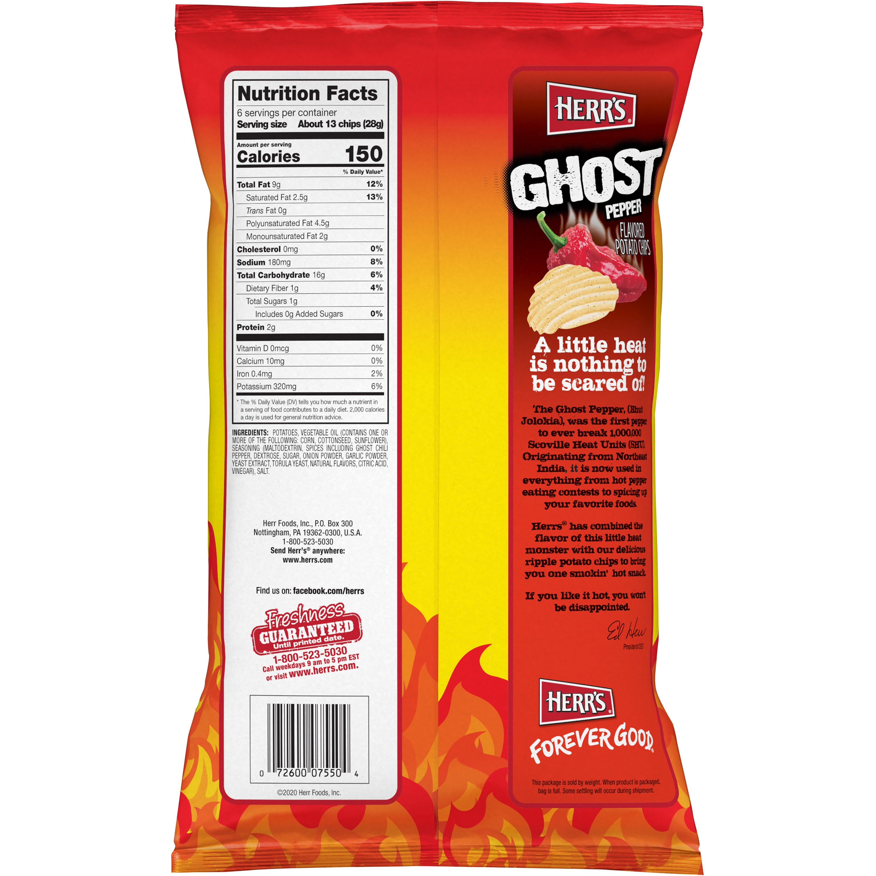 Herr Brands Ghost Pepper Ripple-6 oz.-12/Case MPN# 7550 – Round Eye Supply