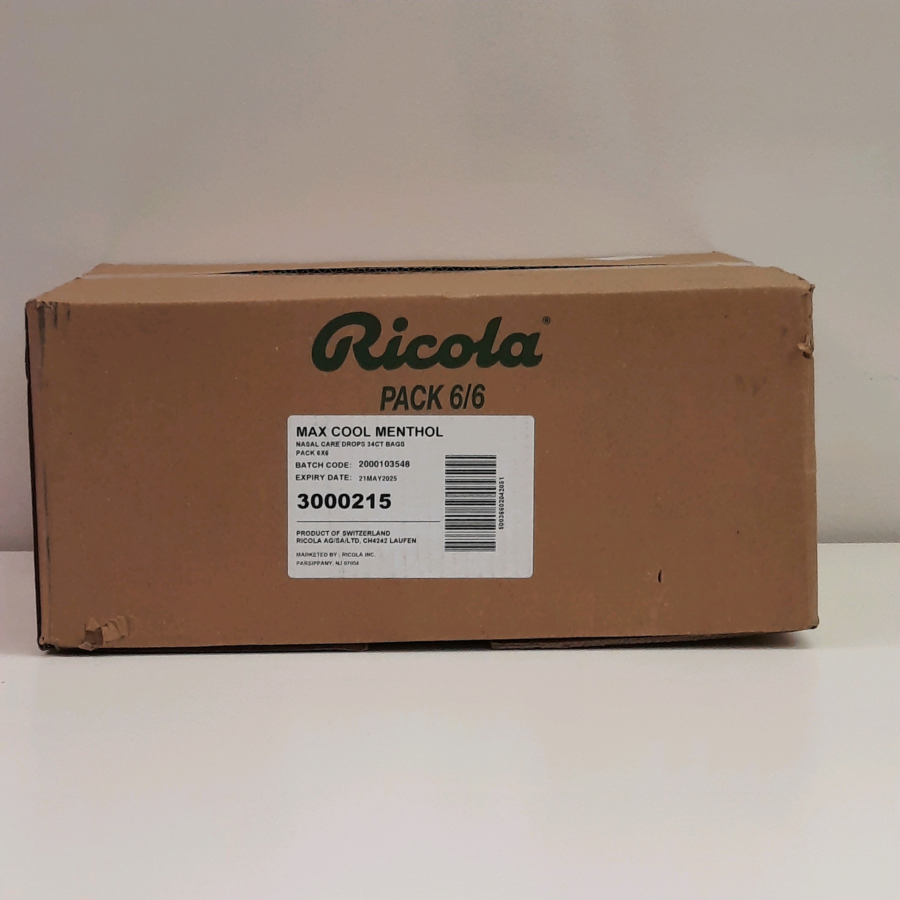 Ricola Max Cool Nasal Care Menthol-34 Count-6/Box-6/Case MPN# 3000215 ...