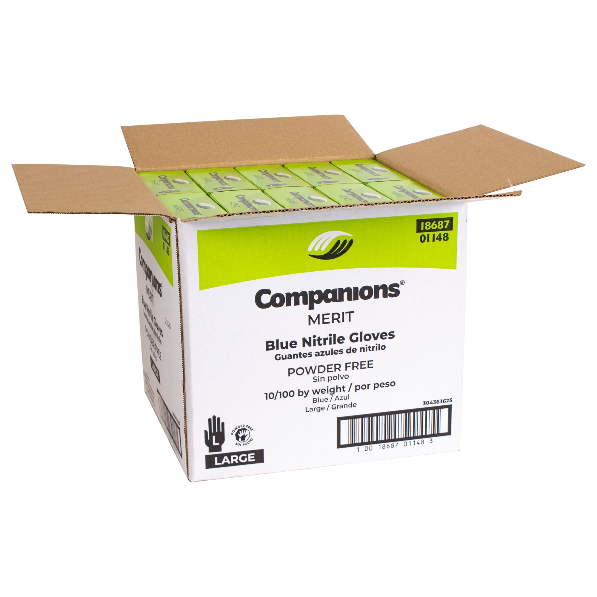 Companions Essentials Large Blue Powder Free Glove-100 Each-100/Box-10 ...