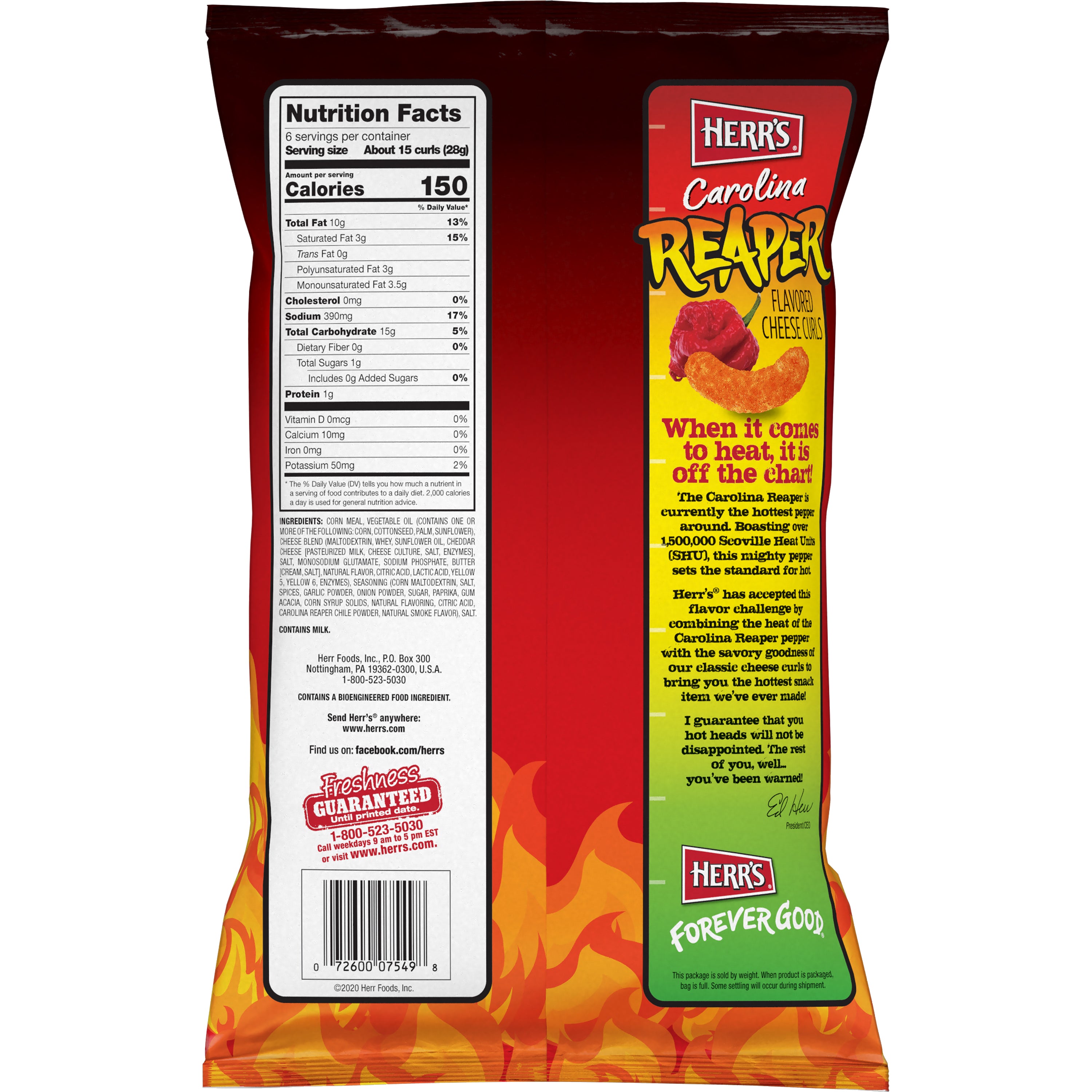 Herr Foods Inc Carolina Reaper Hot-6 oz.-12/Case MPN# 7549 – Round Eye ...
