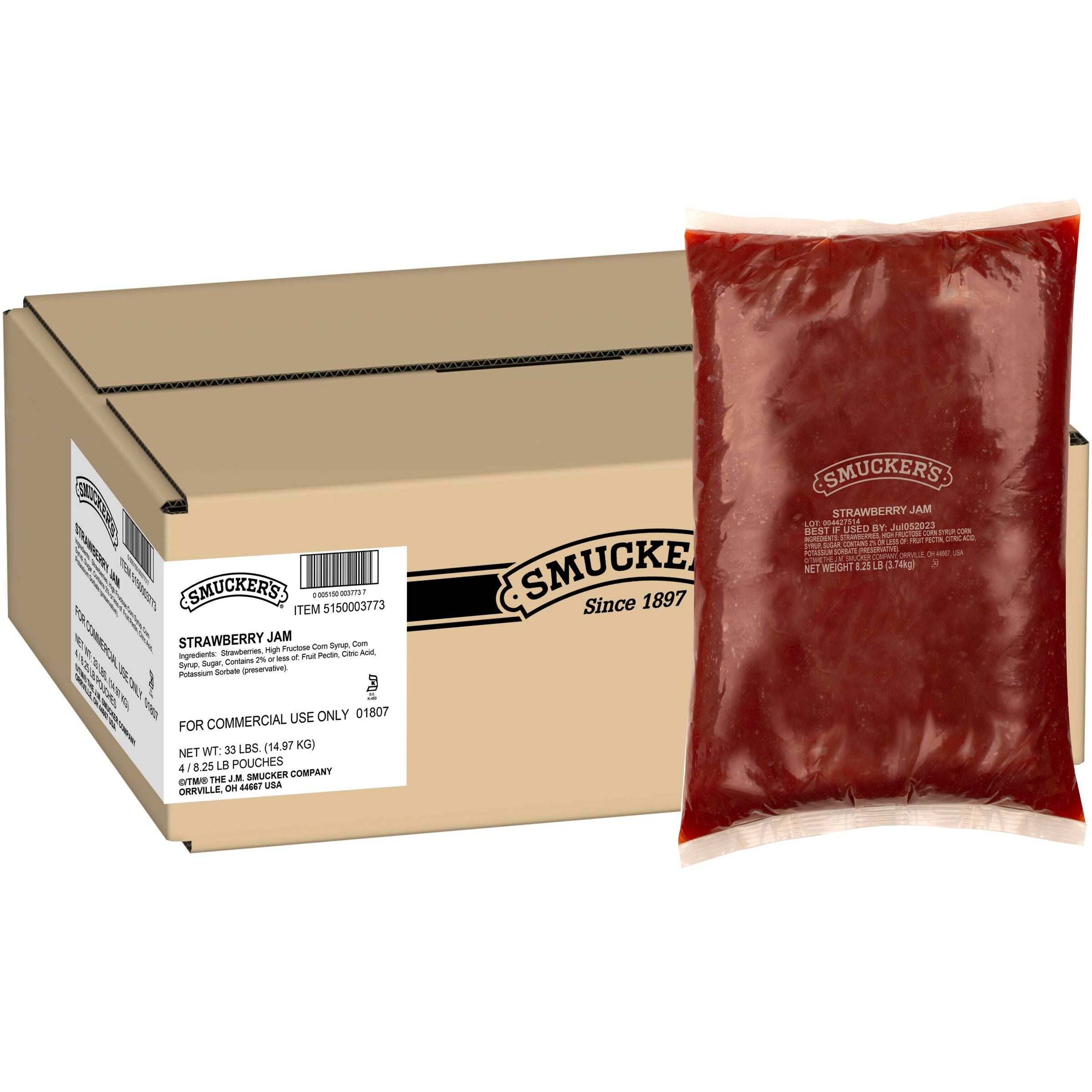 Smucker's Strawberry Jam Bulk Pouch-8.25 lbs.-4/Case MPN# 5150003773 ...