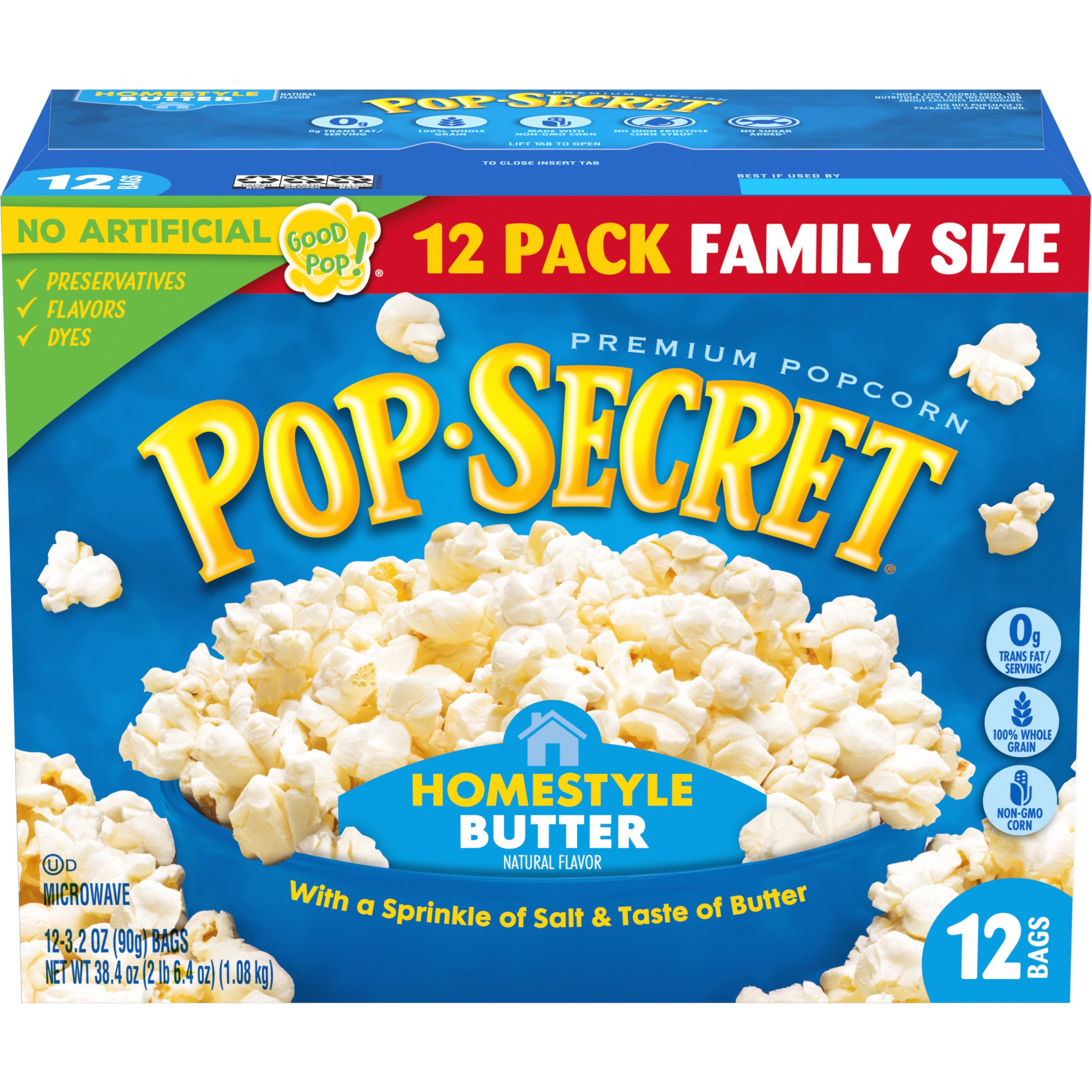 Pop Secret Microwave Popcorn-Homestyle Butter Flavor-Sharing Bags-38.4 ...