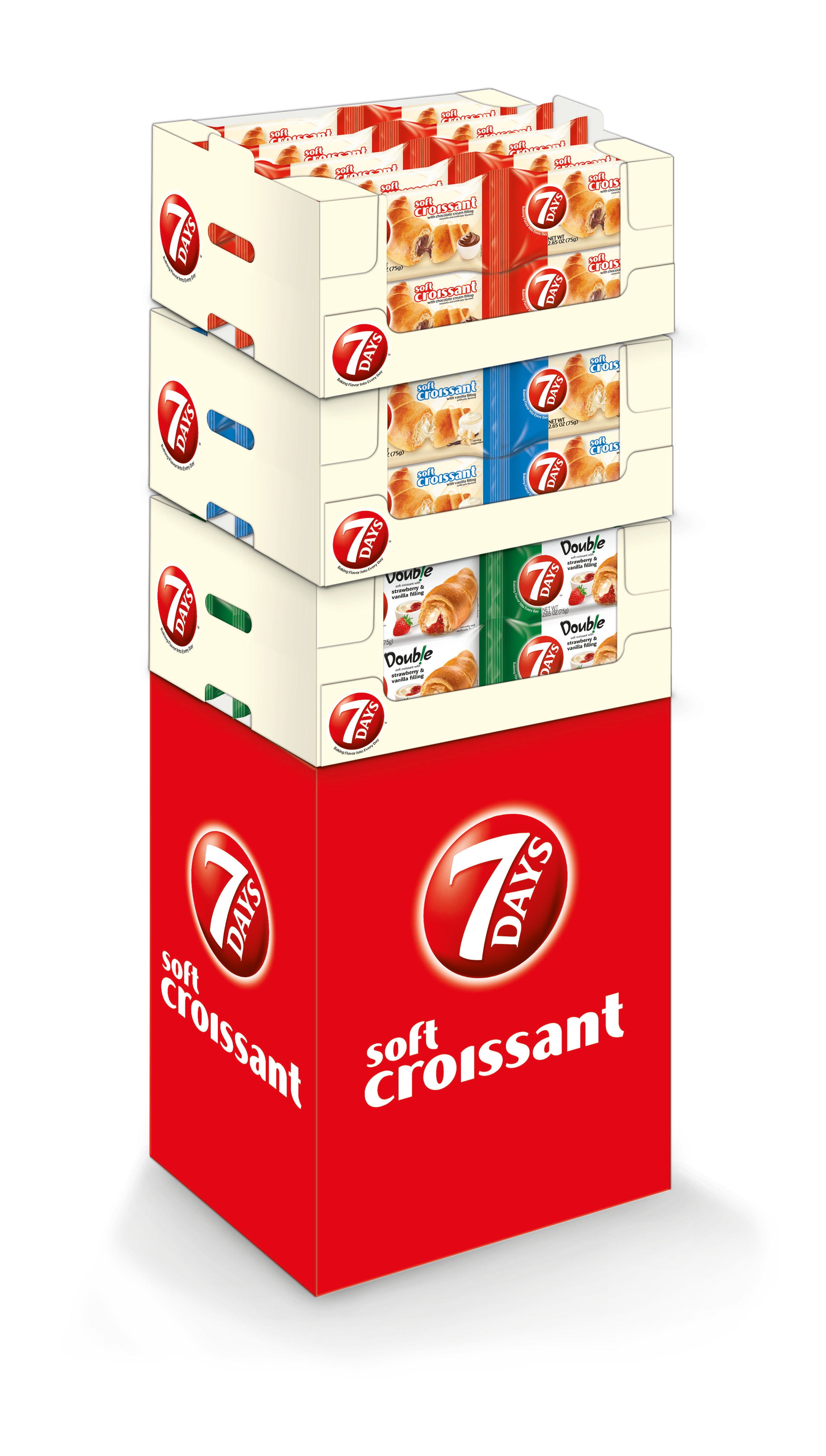 7 Days Chocolate-Vanilla & Strawberry Croissant Display Shipper-60 ...