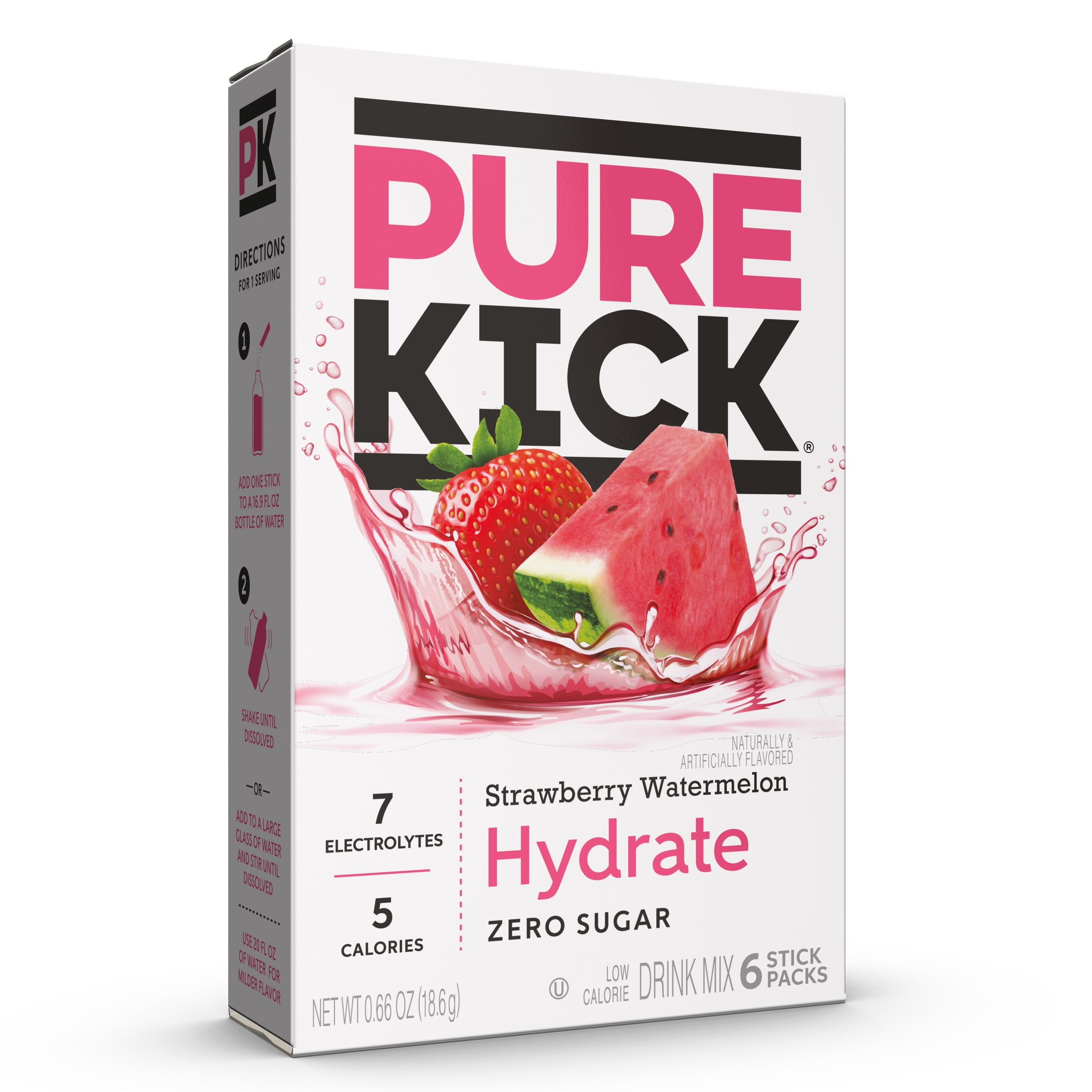 Pure Kick Hydration Drink Mix Strawberry Watermelon Singles To Go-6 ...