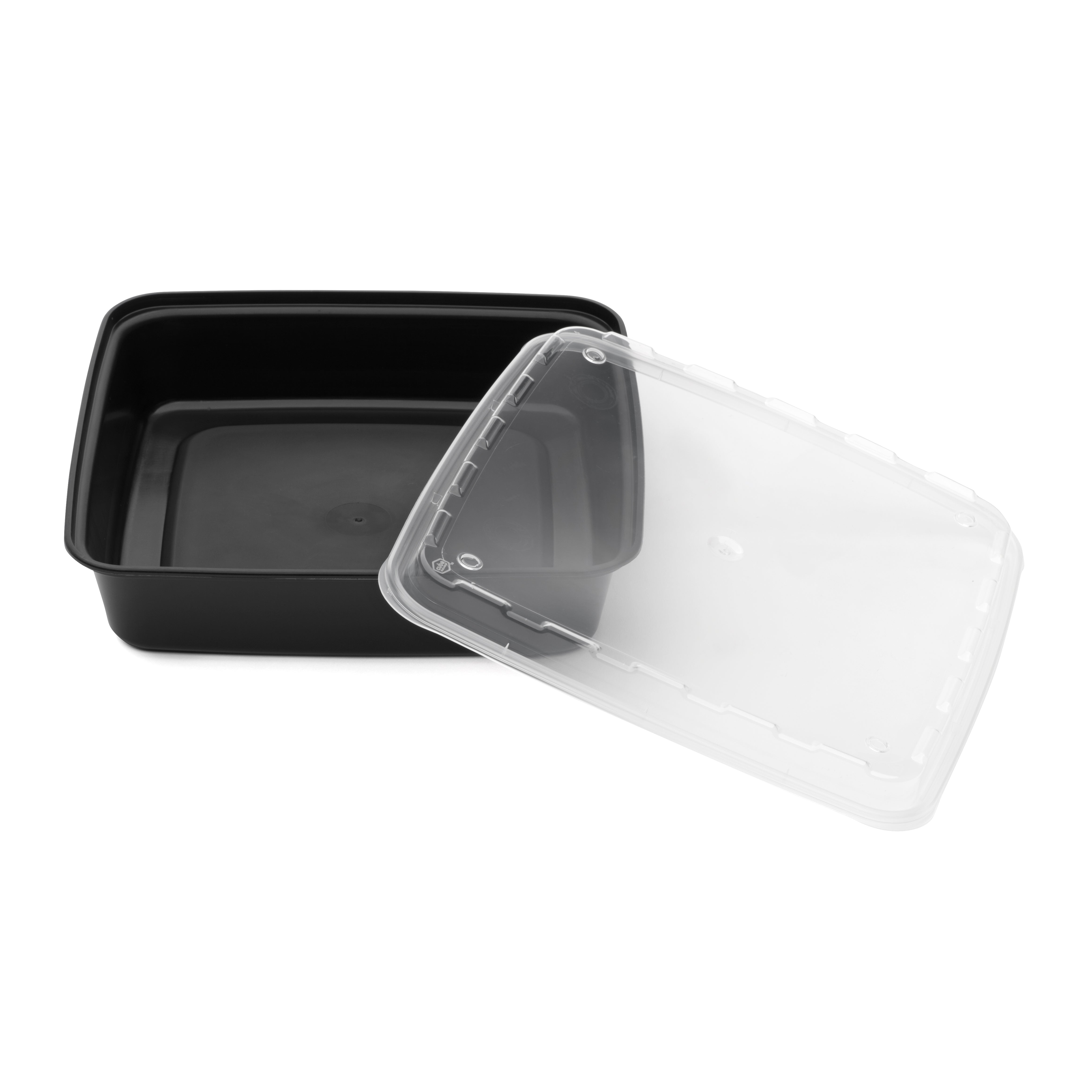 Cubeware Square 48 oz. Container With Lid Black Vented Lid-100 Set-1 ...