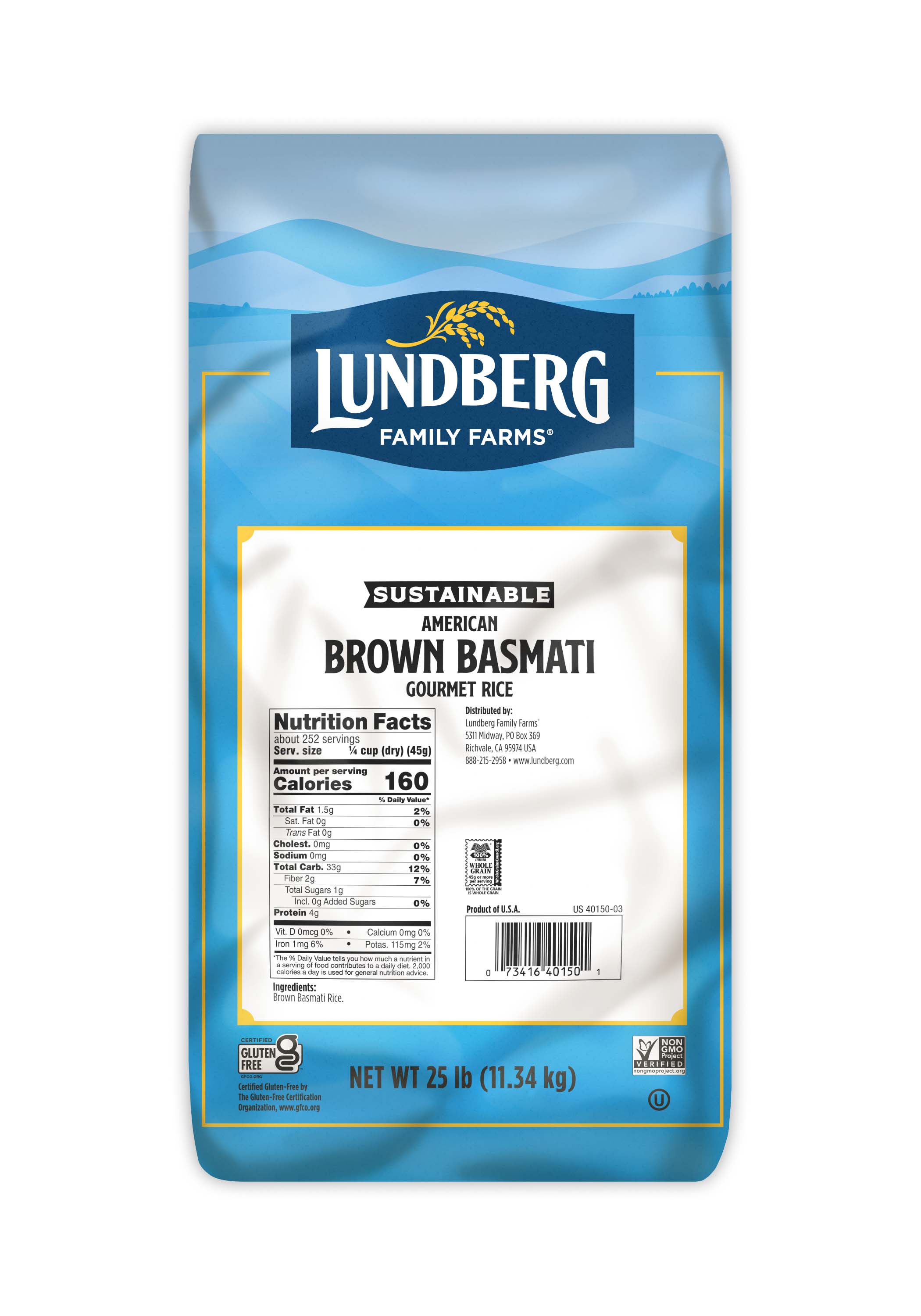 Lundberg Family Farms Eco-Farmed Brown Basmati American Rice-25 lbs ...
