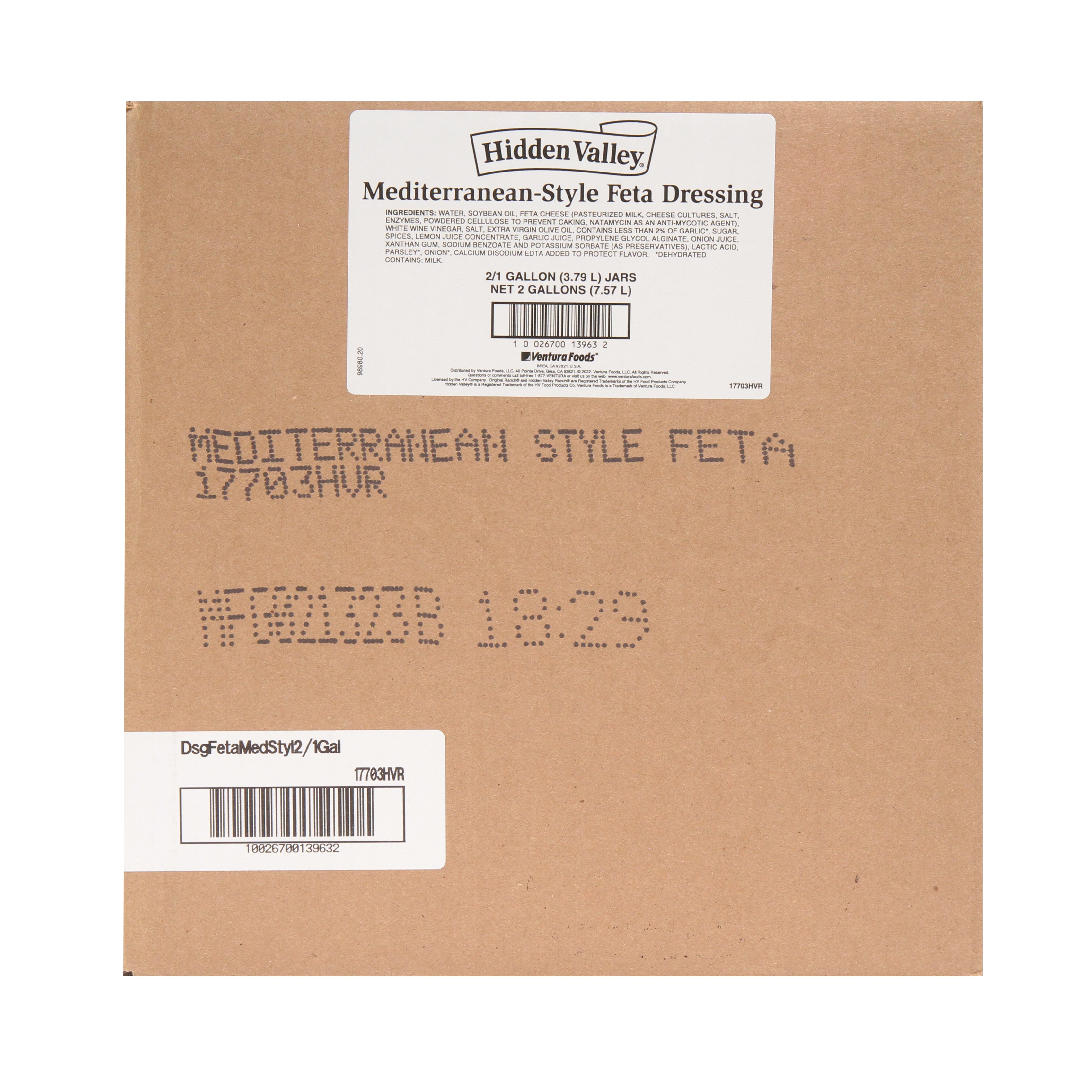Hidden Valley Mediterranean Style Feta Cheese Dressing Bulk-1 Gallon-2 ...