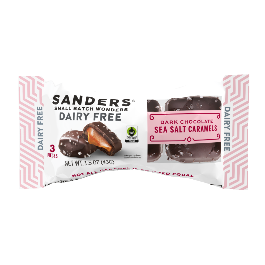 Sanders Fair Trade Dairy Free Dark Chocolate Sea Salt Caramels-1.5 oz ...
