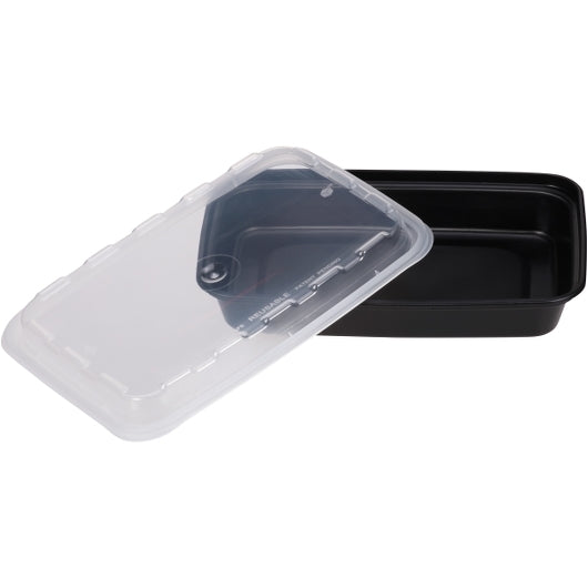 Cubeware 12 oz. Rectangular Container Black Base With Clear Lid-150 Set ...