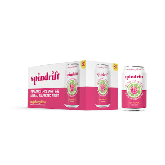 Spindrift Raspberry Lime Sparkling Water-12 fl oz.s-8/Box-3/Case MPN# 0 ...