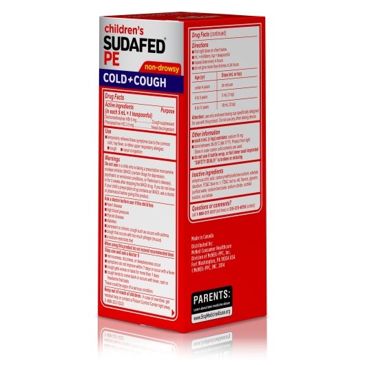Sudafed Children's Sudafed Pe Cold & Cough 36/4 Fl Oz. MPN# 5353806 ...