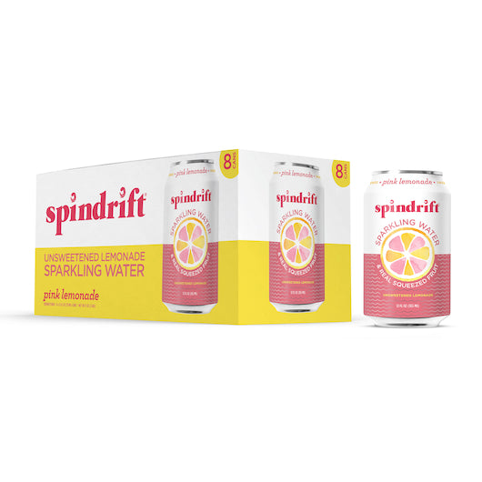 Spindrift Pink Lemonade Flavored Sparkling Water-12 fl oz.-8/Box-3/Case ...
