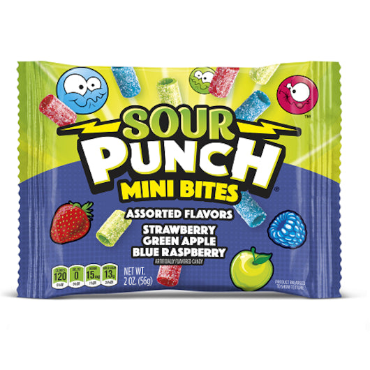 Sour Punch Mini Bites Gummy Candy-2 oz.-18/Box-2/Case MPN# 8924 – Round ...