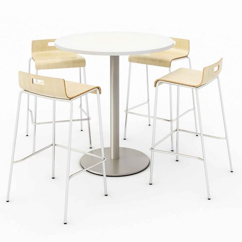 KFI Studios Pedestal Bistro Table With Four Natural Jive Series ...