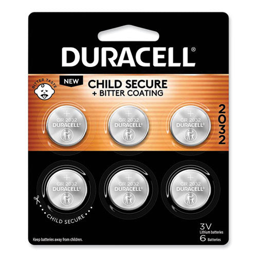Duracell® Lithium Coin Batteries With Bitterant, 2032, 6/pack | Round ...
