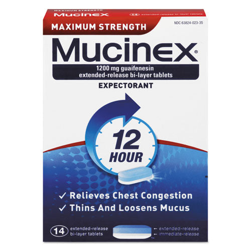 Mucinex® Maximum Strength Expectorant, 14 Tablets/box | Round Eye Supply