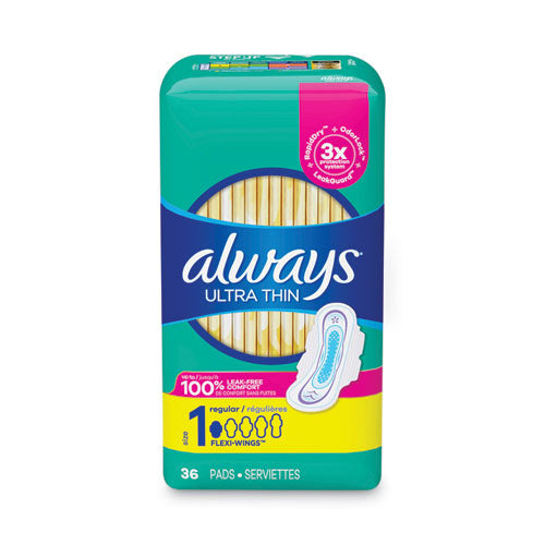 Always® Ultra Thin Pads, Regular, 36/pack | Round Eye Supply