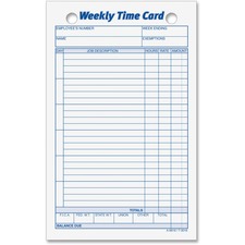 TOPS™ Weekly Employee Time Cards, One Side, 4.25 X 6.75, 100/pack ...