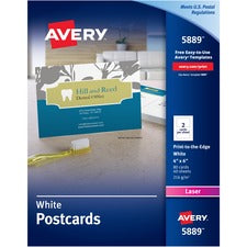 Avery® Printable Postcards, Laser, 80 Lb, 4 X 6, Uncoated White, 80 ...